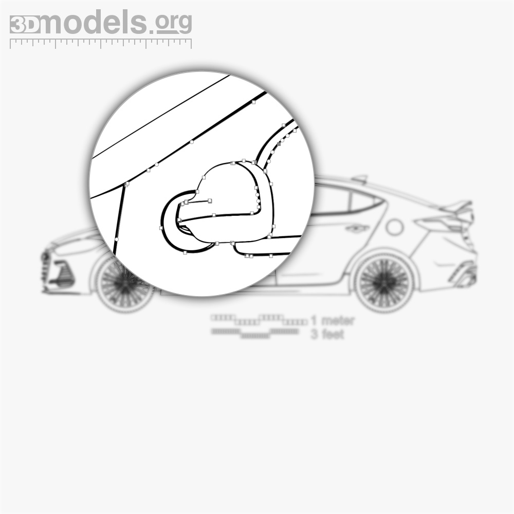 Hyundai Avante Sport 2020 Vector Blueprint - 3DModels.org