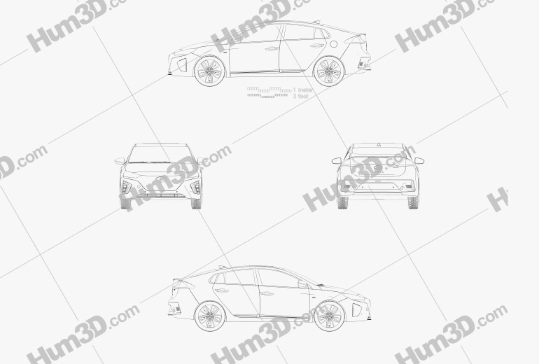 Hyundai Ioniq Electric 2020 Blueprint - 3DModels.org