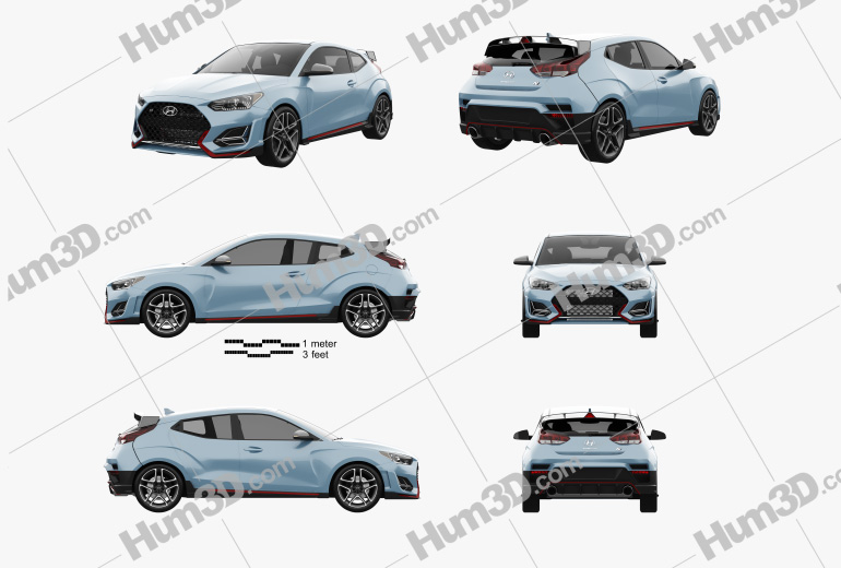 Hyundai Veloster N 2018 Blueprint Template - 3DModels.org