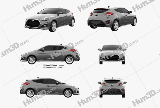 Hyundai Veloster blueprints Download in PNG - 3DModels.org