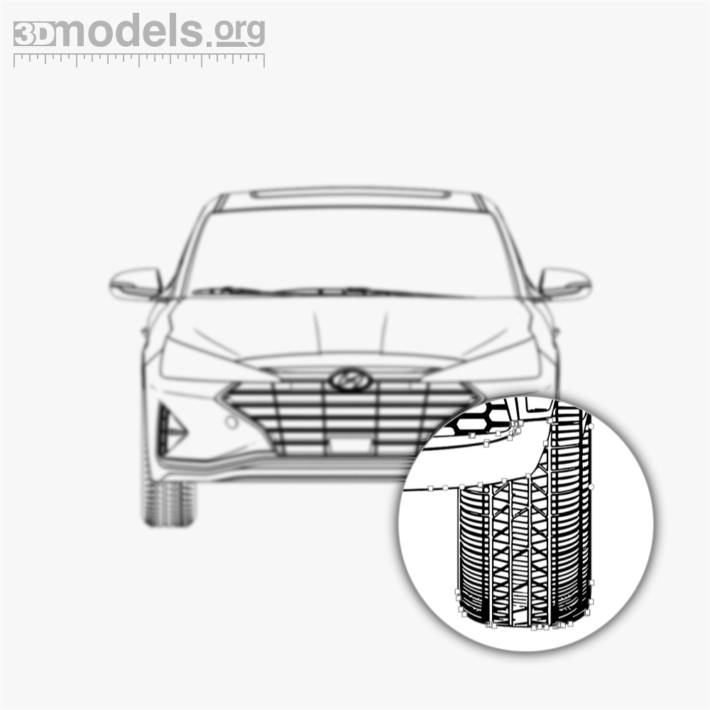 Hyundai Elantra Limited 2022 Vector Blueprint - 3DModels.org