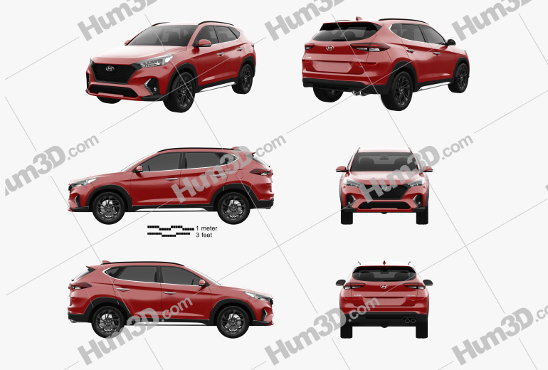 Hyundai Tucson N-line 2021 Blueprint Template - 3DModels.org