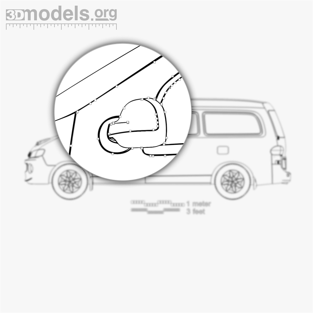 Hyundai H-1 Panel Van 2007 Vector Blueprint - 3DModels.org