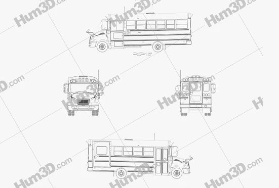 School bus blueprints Download in PNG - 3DModels.org
