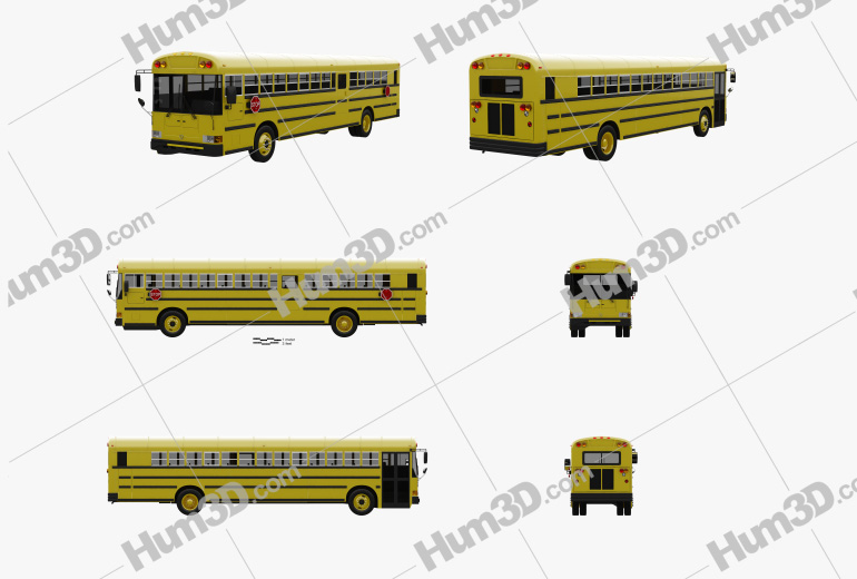 IC RE School Bus 2008 Blueprint Template - 3DModels.org