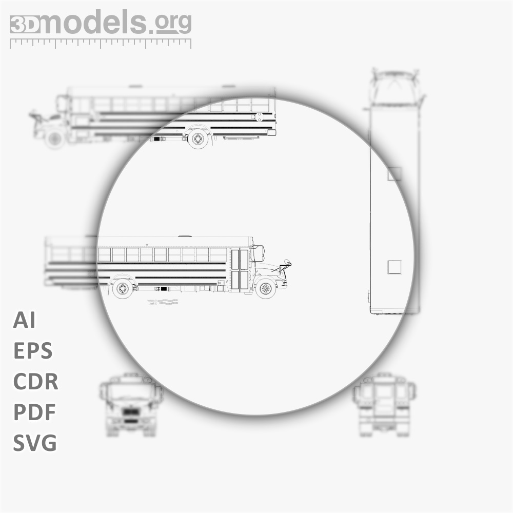 IC CE School Bus 2025 Vector Blueprint - 3DModels.org