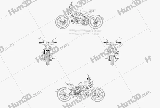Indian Motorcycle blueprints Download in PNG - 3DModels.org