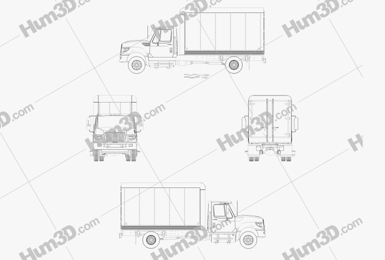 International Terrastar Box Truck 2014 Blueprint - 3DModels.org