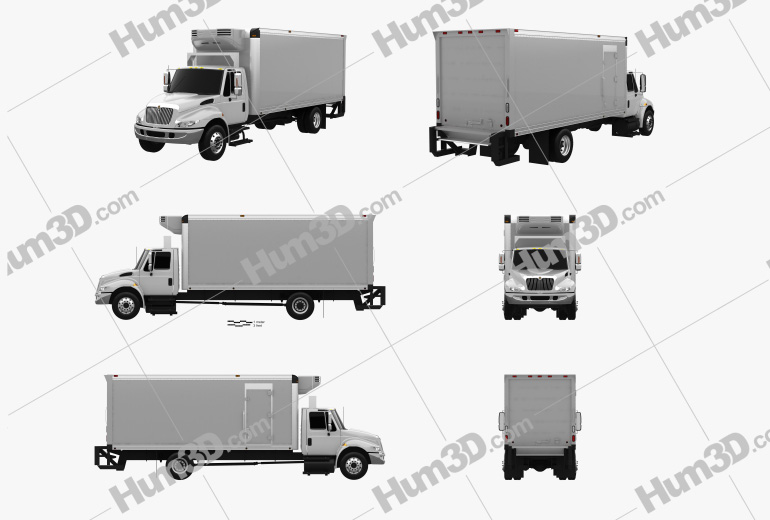 International Durastar Box Truck 2014 Blueprint Template - 3DModels.org