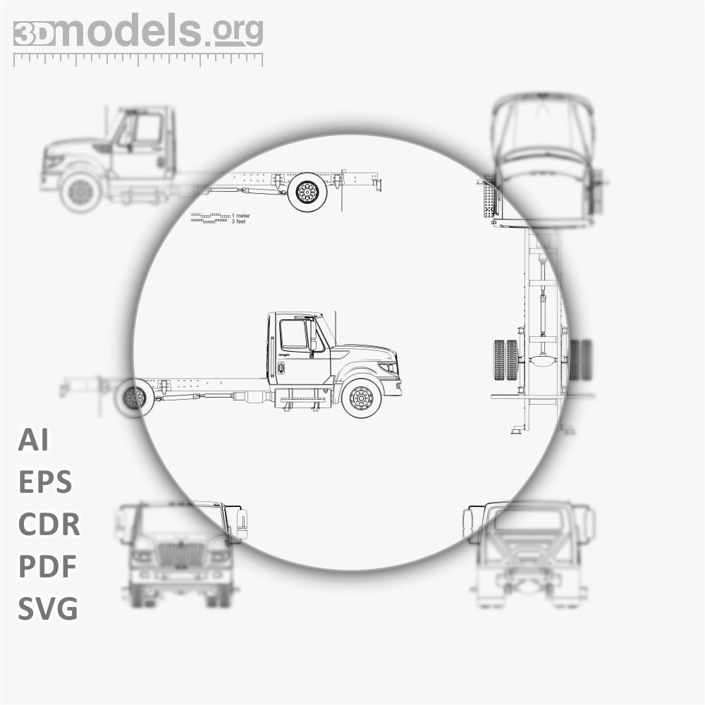International TerraStar Chassis Truck 2015 Vector Blueprint - 3DModels.org