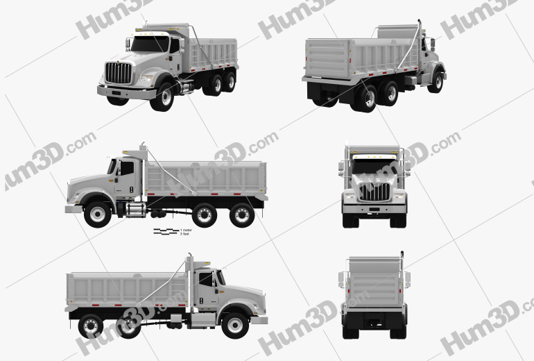 International HX615 Tipper Truck 2020 Blueprint Template - 3DModels.org