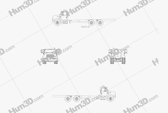 International truck blueprints Download in PNG - 3DModels.org