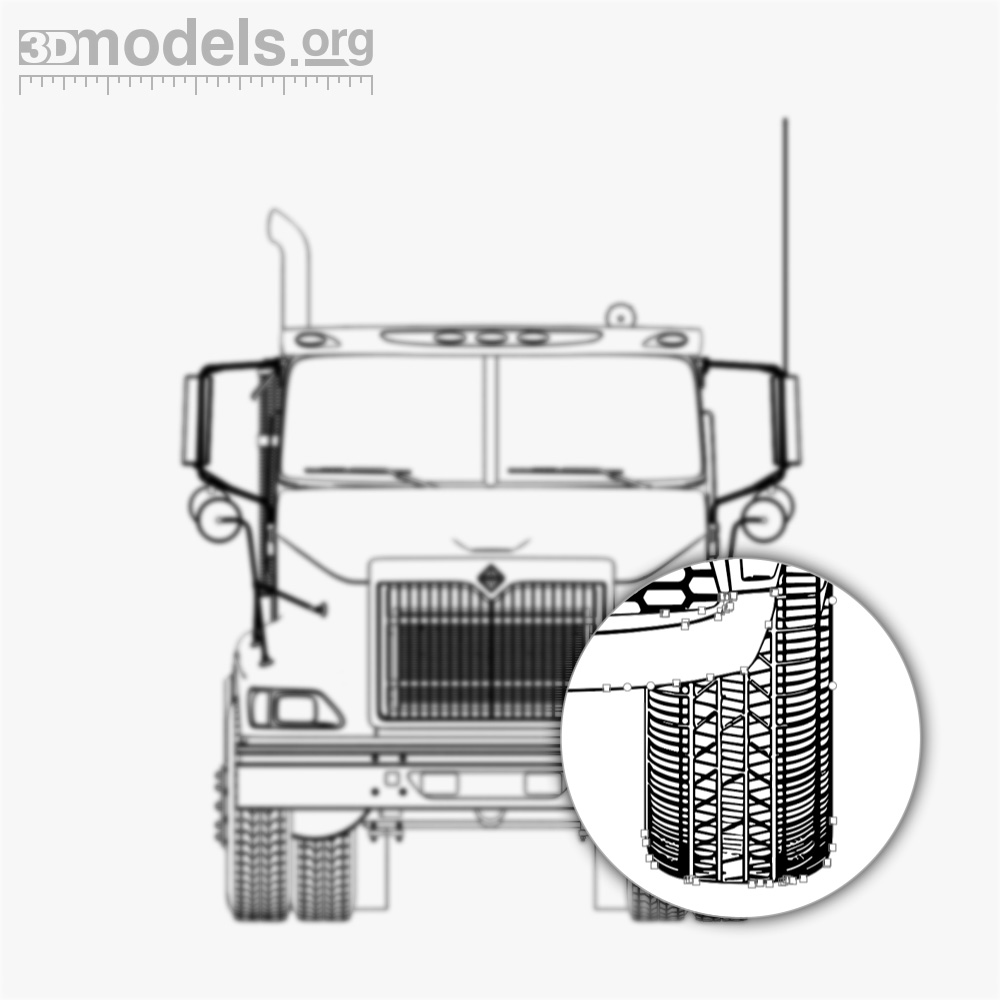 International 9200 Day Cab Tractor Truck 2015 Vector Blueprint ...