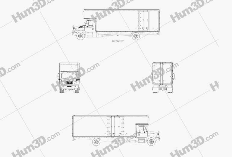 International Durastar 4700 Box Truck 2010 Blueprint - 3DModels.org