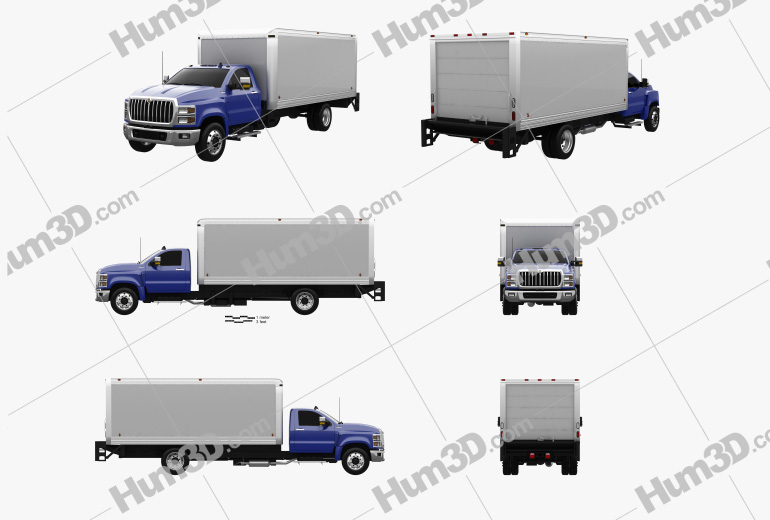 International CV Day Cab Dry Van 2021 Blueprint Template - 3DModels.org