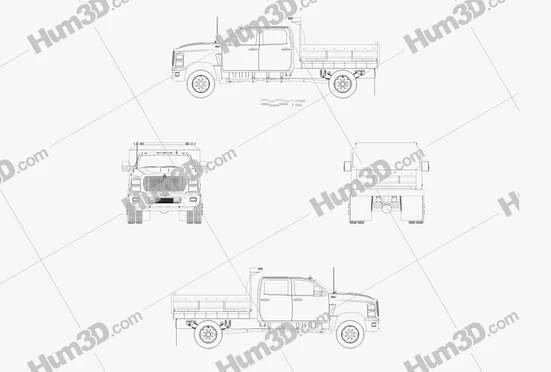 International truck blueprints Download in PNG - 3DModels.org