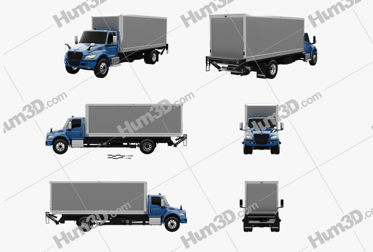 International eMV Box Truck 2022 Blueprint Template - 3DModels.org