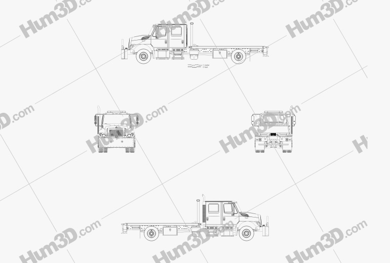 International Navistar Crew Cab Tow Truck 2022 Blueprint - 3DModels.org