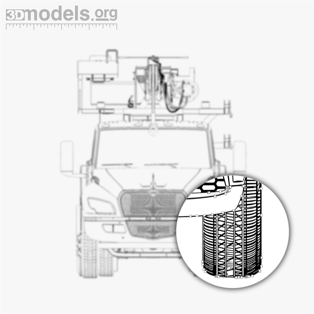 International MV Digger Truck 2025 Vector Blueprint - 3DModels.org