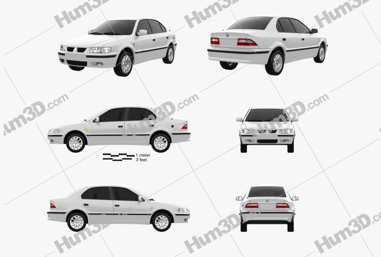 Iran Khodro Samand 2014 Blueprint Template - 3DModels.org