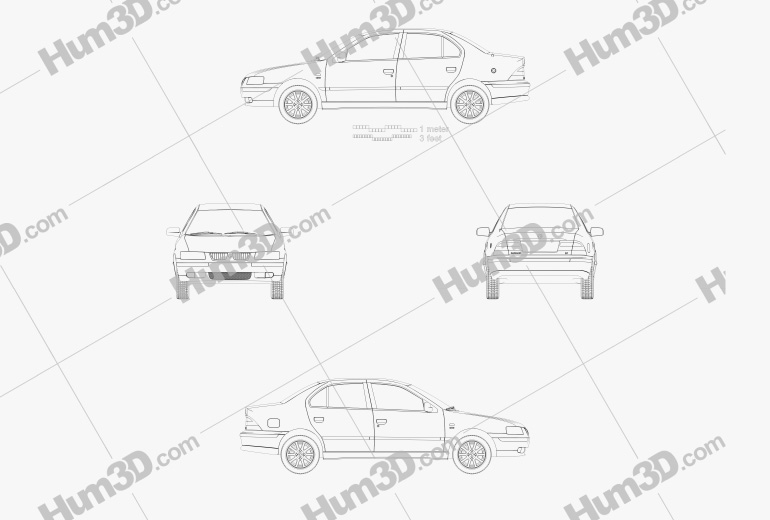 Iran Khodro Samand 2014 Blueprint - 3DModels.org