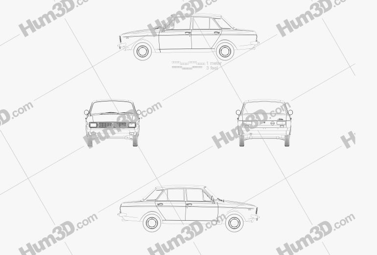 Iran Khodro Paykan 1967 Blueprint - 3DModels.org