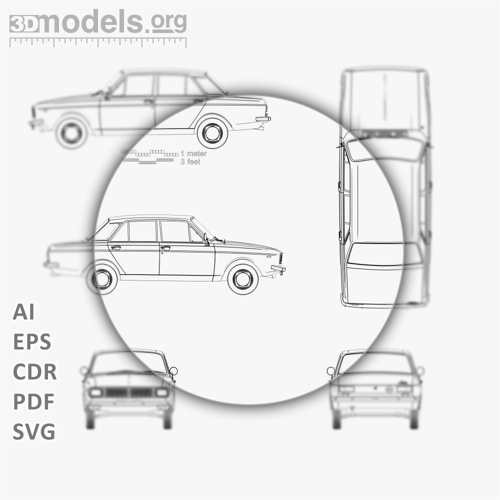 Iran Khodro Paykan 1967 Vector Blueprint - 3DModels.org