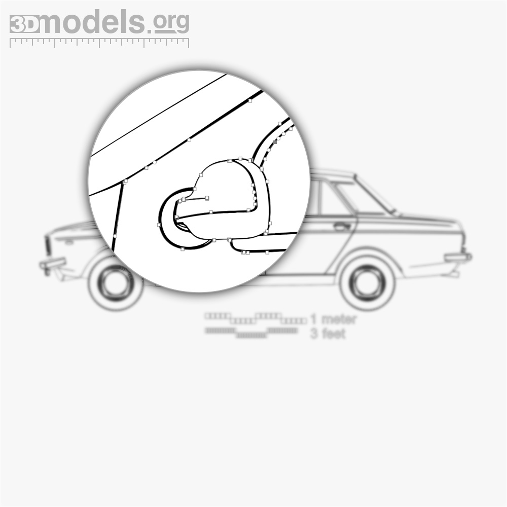 Iran Khodro Paykan 1967 Vector Blueprint - 3DModels.org