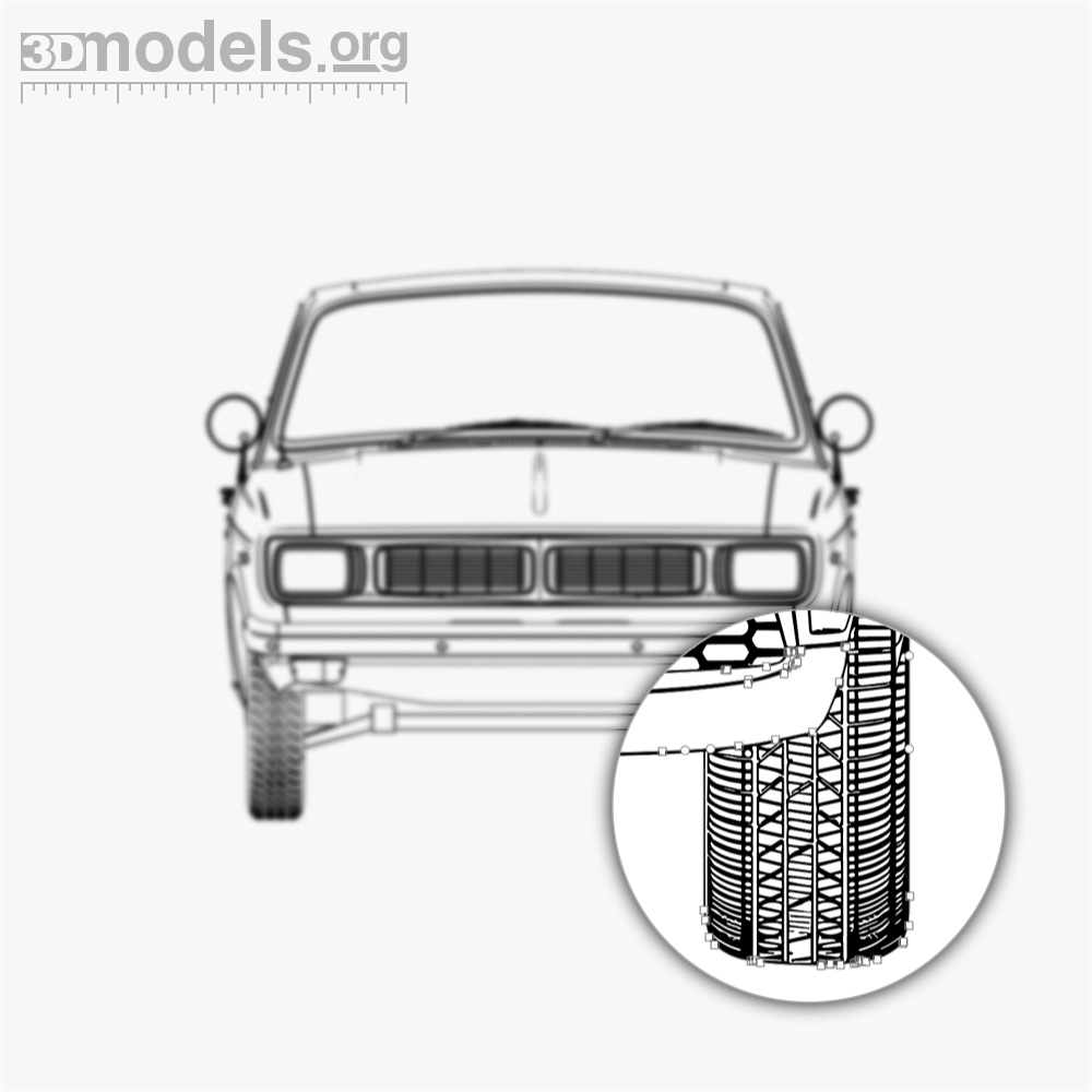 Iran Khodro Paykan 1967 Vector Blueprint - 3DModels.org