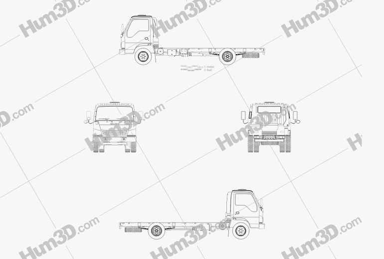 Isuzu NPR Chassis 2014 Blueprint - 3DModels.org