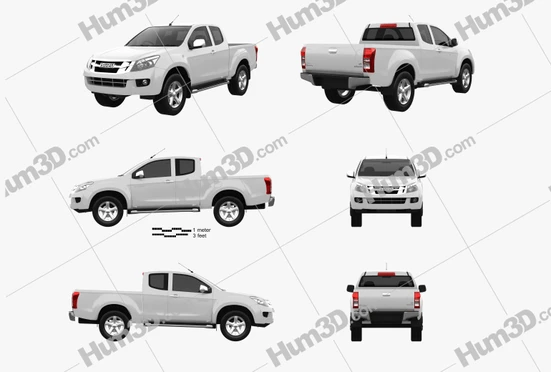 Isuzu D-Max blueprints Download in PNG - 3DModels.org