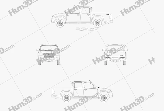Isuzu D-Max blueprints Download in PNG - 3DModels.org
