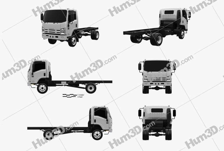Isuzu NPS 300 Chassis Truck 2019 Blueprint Template - 3DModels.org