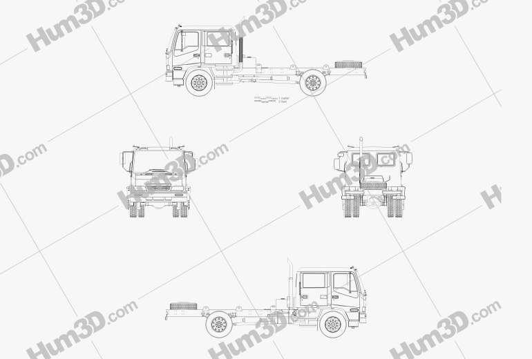 Isuzu FTR 800 Crew Cab 섀시 트럭 2003 도면 - 3DModels.org