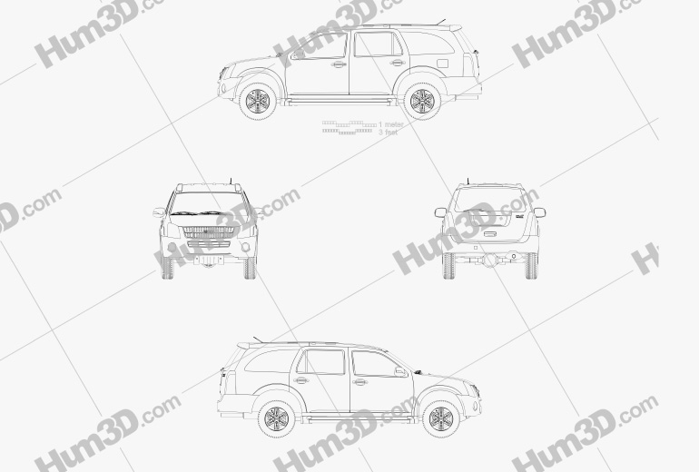 Isuzu MU-7 2013 Blueprint - 3DModels.org
