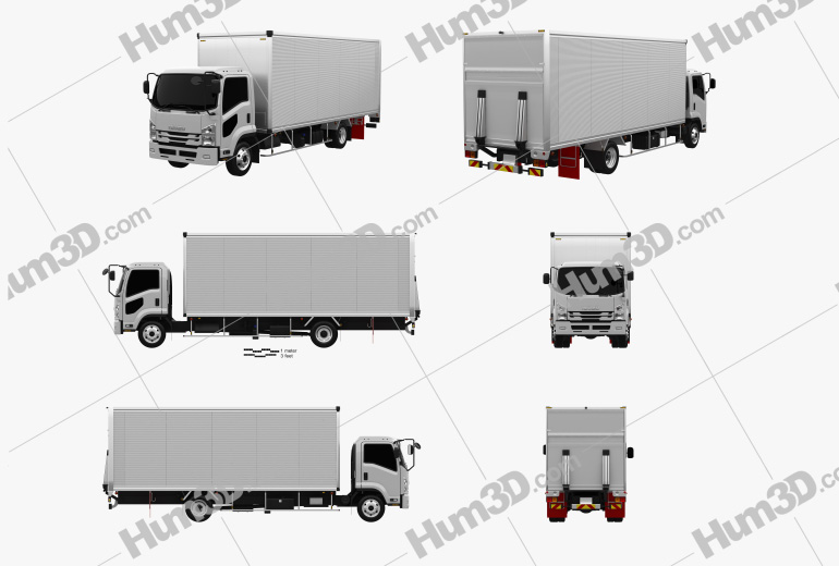 Isuzu Forward Box Truck 2021 Blueprint Template - 3DModels.org