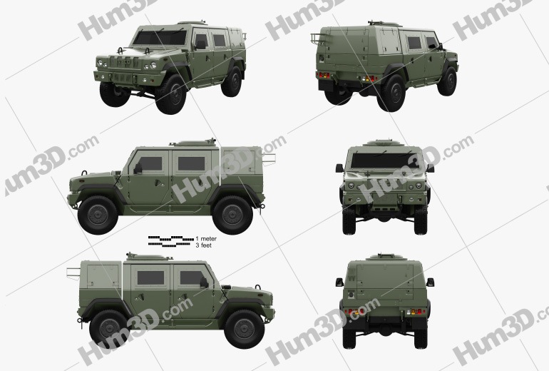Iveco LMV (Lince) 2001 Blueprint Template - 3DModels.org