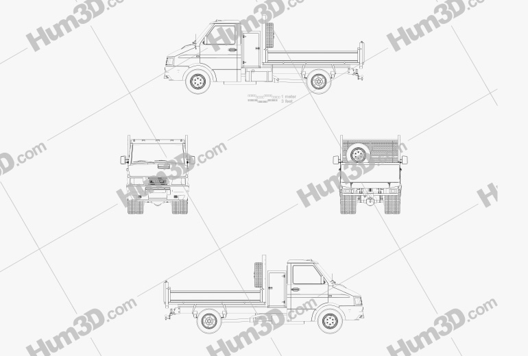 Iveco Daily Single Cab Tipper 1996 Blueprint - 3DModels.org