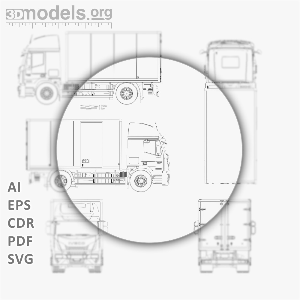 Iveco EuroCargo Box Truck 2025 Vector Blueprint - 3DModels.org