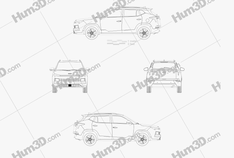 JAC Sei4 Pro 2021 Blueprint - 3DModels.org