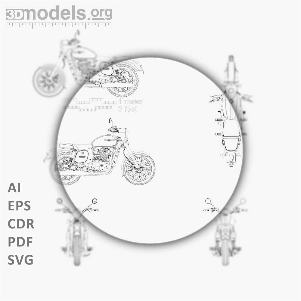 Jawa 300 CL 2021 Vector Blueprint - 3DModels.org