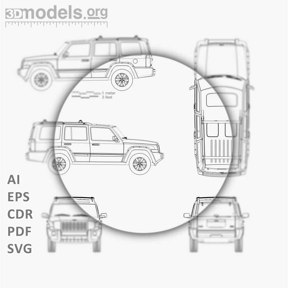 Jeep Commander (XK) Limited 2010 Vector Blueprint - 3DModels.org