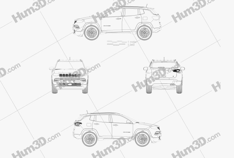 Jeep Compass S 4xe 2022 Blueprint - 3DModels.org