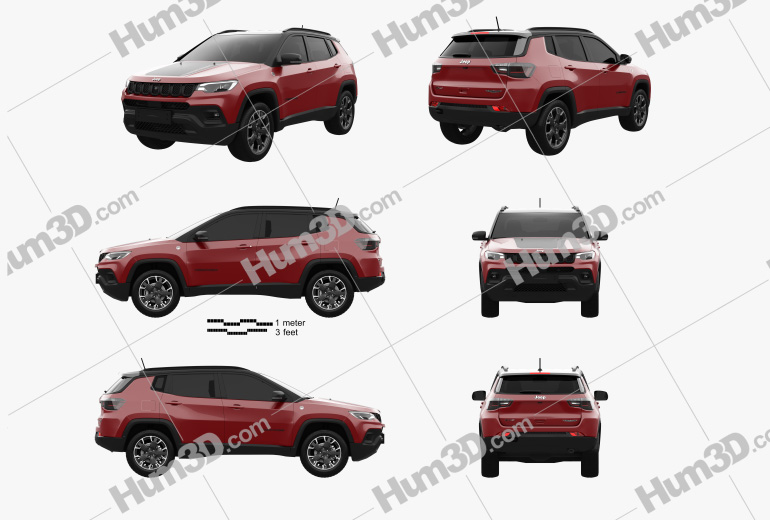 Jeep Compass Trailhawk 4xe 2022 Blueprint Template - 3DModels.org