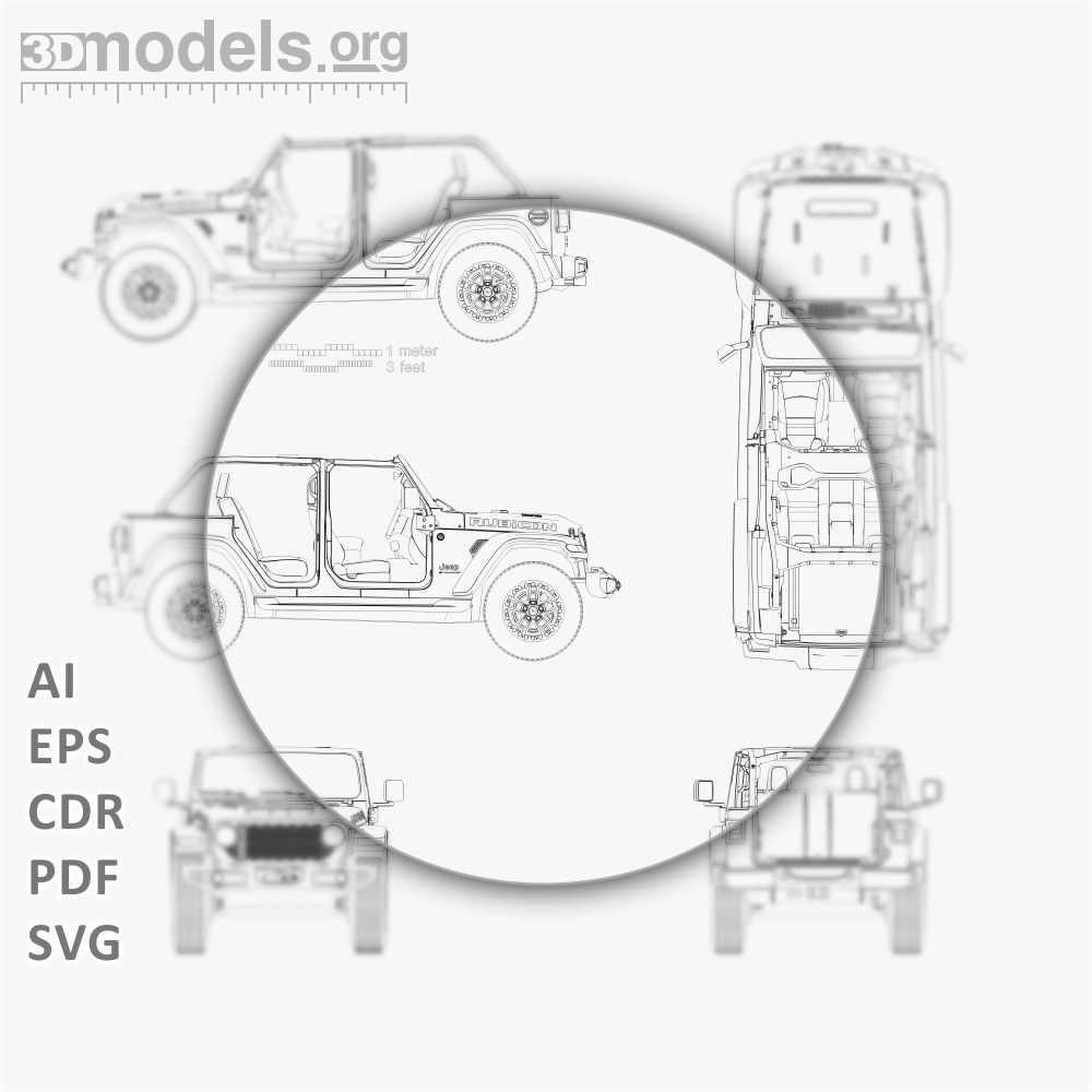 Jeep Wrangler Unlimited Rubicon 392 2025 Vector Blueprint - 3DModels.org