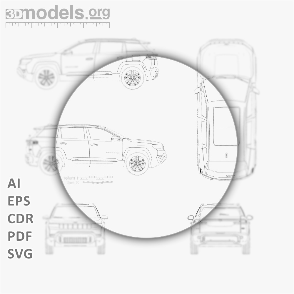 Jeep Compass 4XE Overland 2025 Vector Blueprint - 3DModels.org