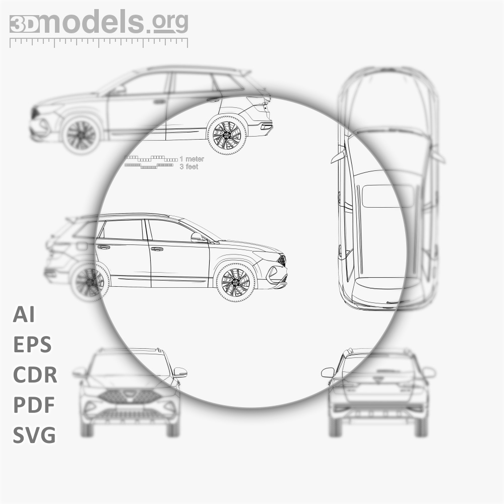 Jetta VS7 2022 Vector Blueprint - 3DModels.org
