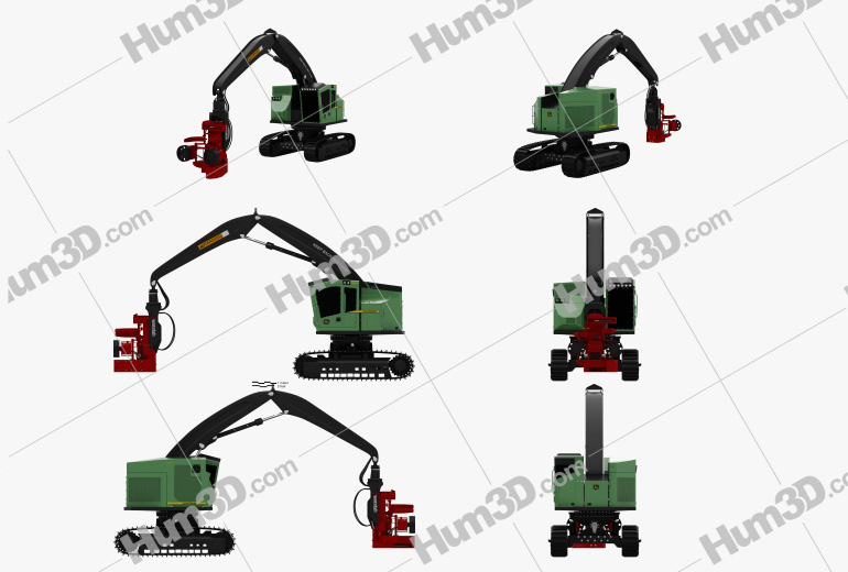 John Deere 859MH Tracked Harvester 2015 Blueprint Template - 3DModels.org