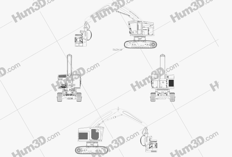 John Deere 859MH Tracked Harvester 2015 Blueprint - 3DModels.org