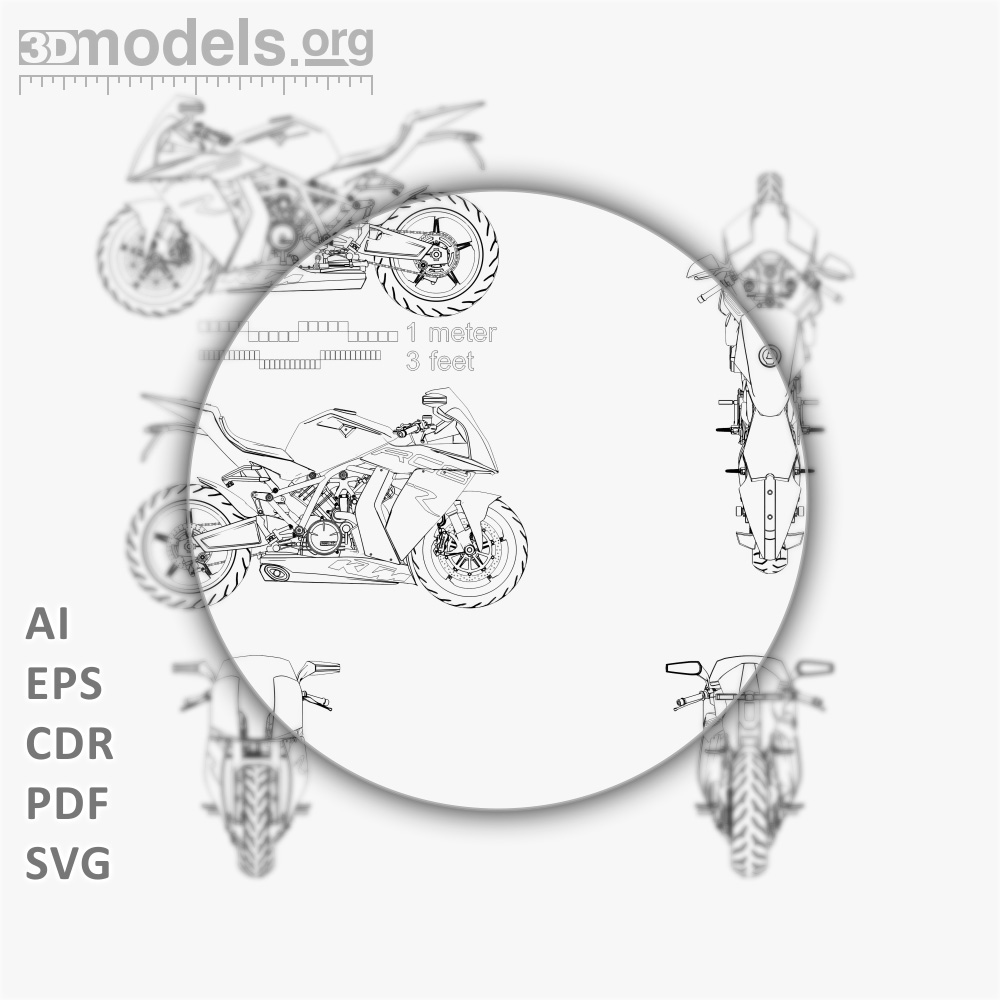KTM 1190 RC8 R 2012 Vector Blueprint - 3DModels.org